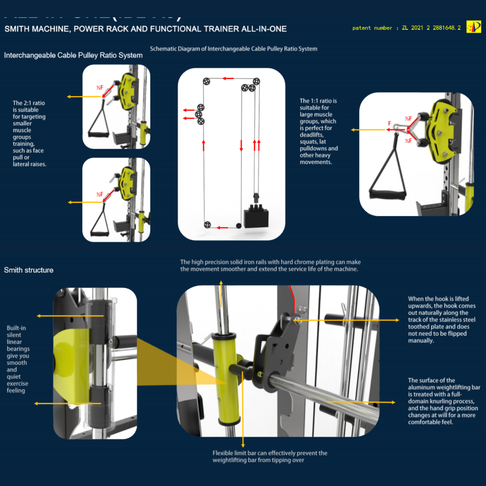 Rapid Motion FT1008 Commercial Smith Machine Power Rack and Functional ...