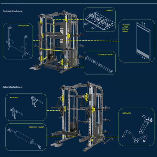 Rapid Motion FT1008 Commercial Smith Machine Power Rack and Functional ...