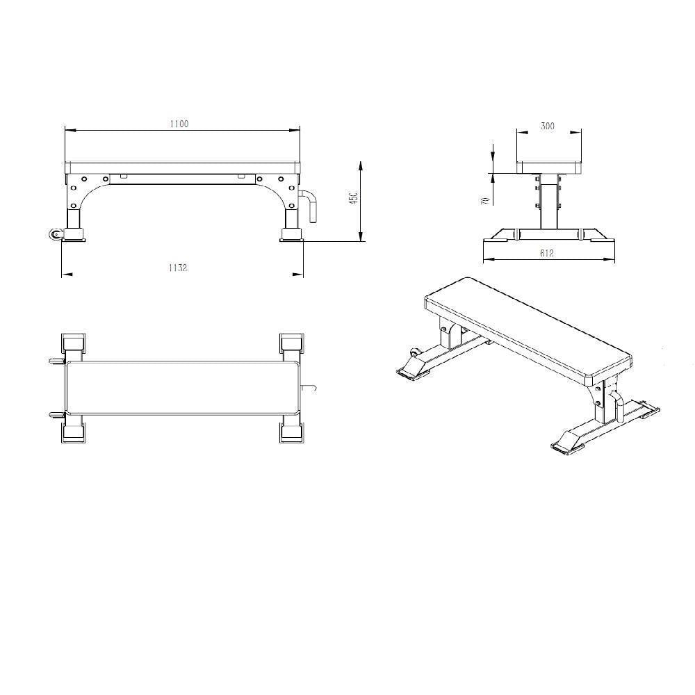 Muscle Motion Commercial Flat Bench With Handle Wheels – Gym Direct