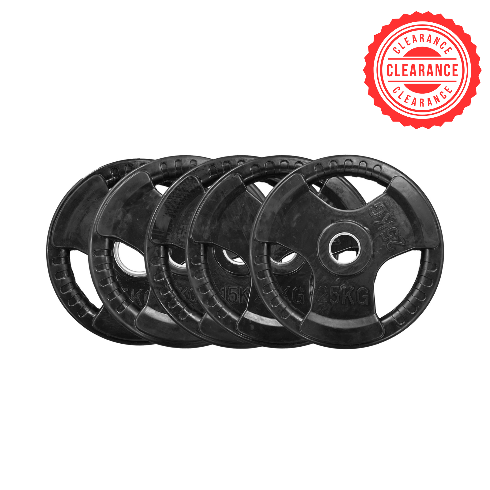 Muscle Motion Tri Grip Black Olympic Rubber Plates - Showroom Clearanc ...