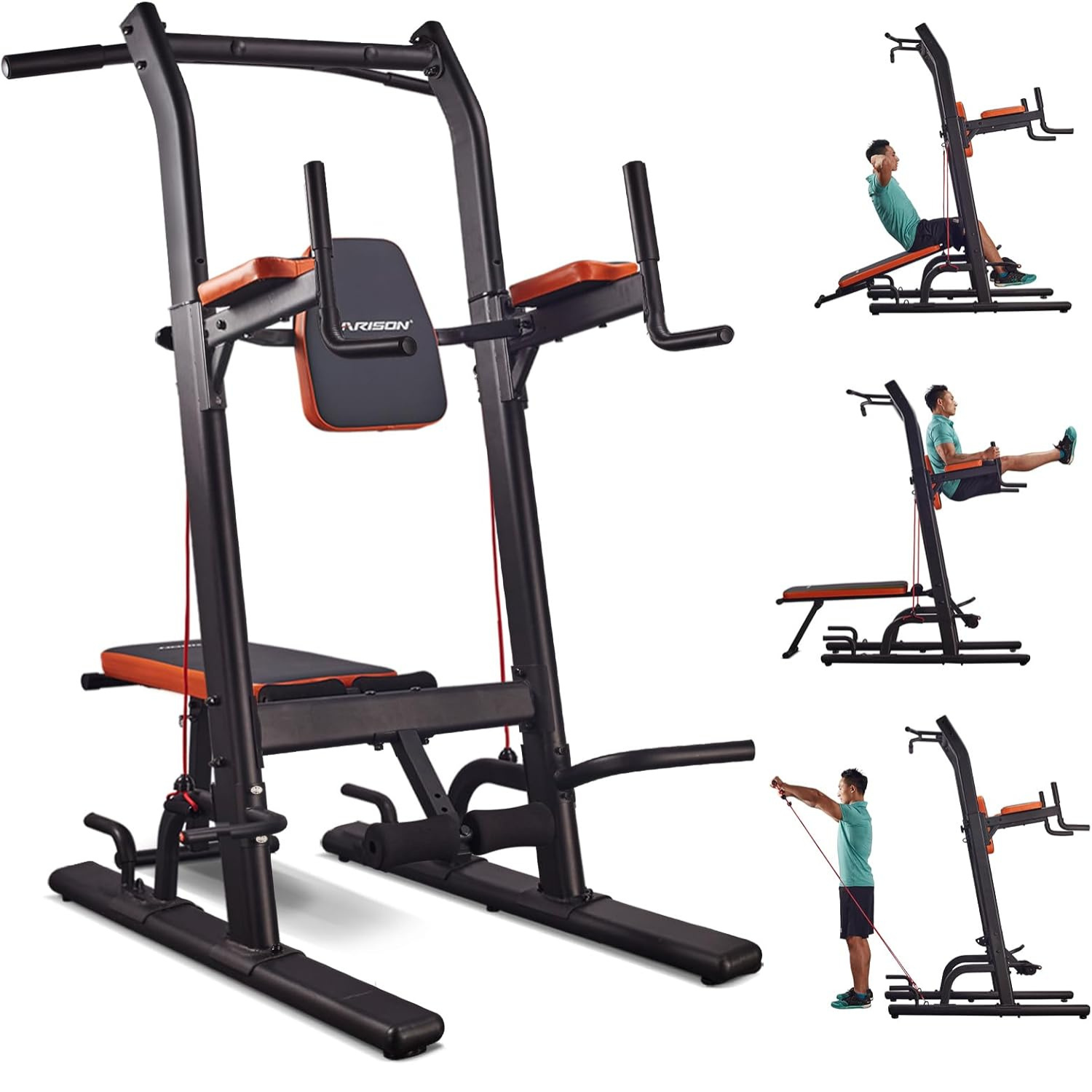 Harison HR-408 VKR Power Tower with Foldable Bench – Gym Direct
