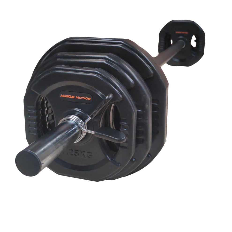 Muscle Motion 20kg Standard Black Rubber Barbell Pump Set – Gym Direct